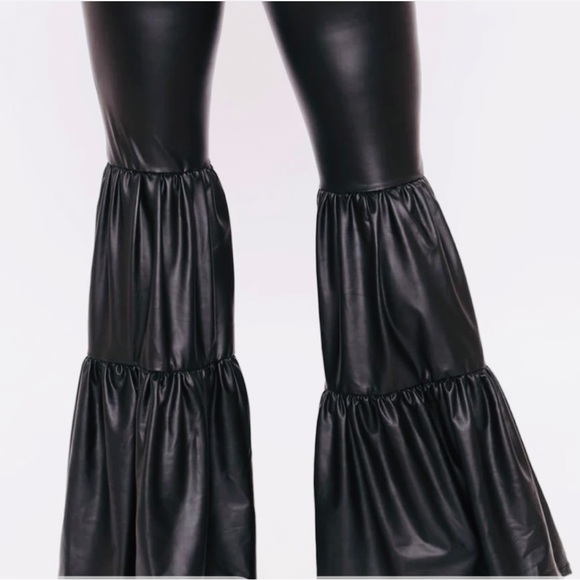 vamp | Pants & Jumpsuits | Vamp Tiered Bell Bottoms Faux Leather Nwt ...